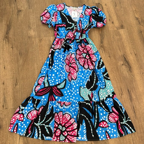 Pink Ripple | Dresses | Nwt Pink Ripple Blue Floral Maxi Dress | Poshmark